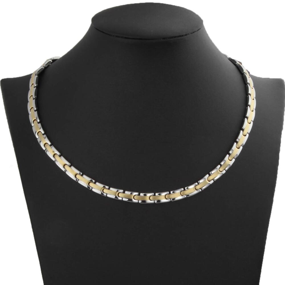 Køb Guld Magnet Halskæde i Titanium. 3000 gauss pr. magnet.